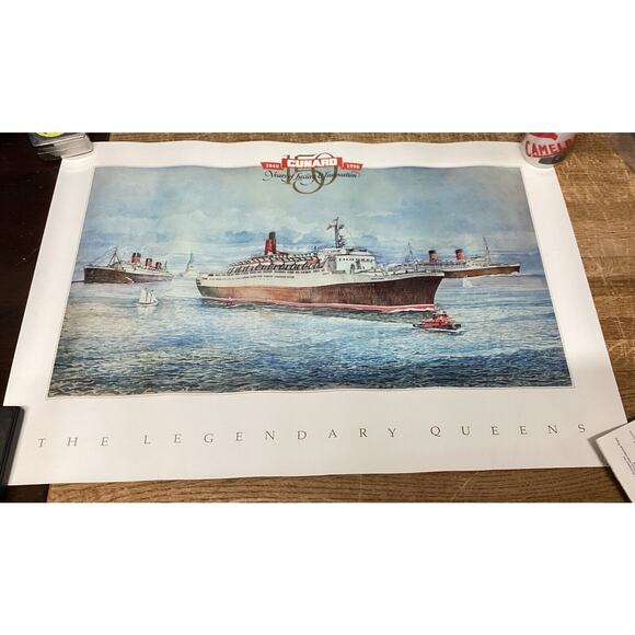 Art | The Legendary Queens Cunard Queen Mary Qe Qe2 Poster 29 34x2 ...